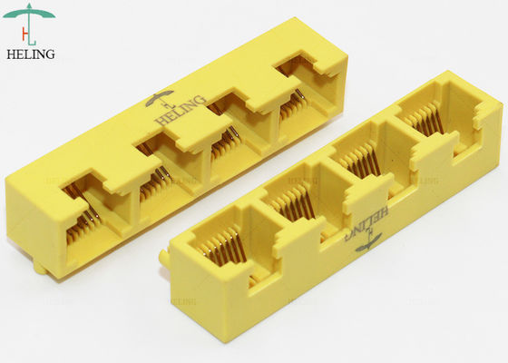 1 * N RJ45 Multiple Port Connectors , Right Angle Tab Up RJ45 Multiport ...