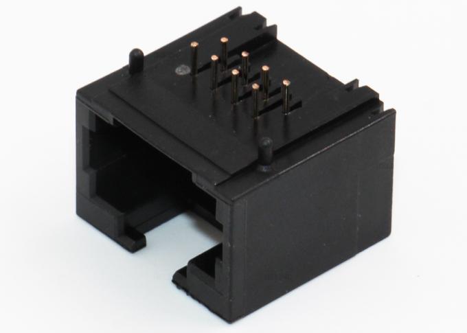 Single Port RJ45 Female Connector , Black Color Modular Rj45 Female Jack