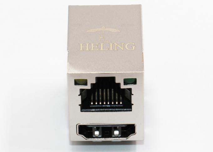 Shielded Ethernet RJ45 Female Connector + HDMI Stacked Combo With LED ...
