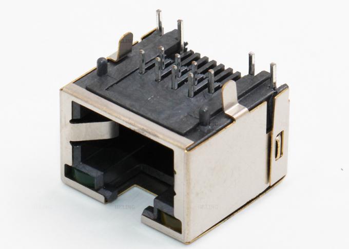 Single Port RJ45 Right Angle Adapter PCB Mount With 50 U" Gold Plating ...