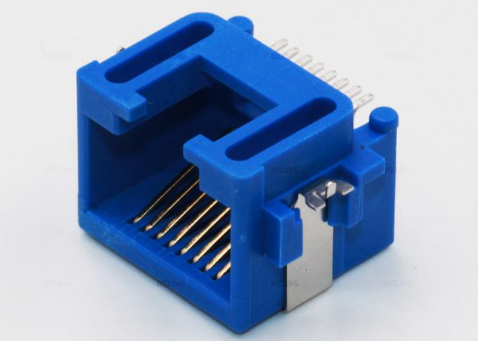 Blue Color RJ45 PCB Mount Socket Half Shielded 1.27mm Terminal Pitch ...