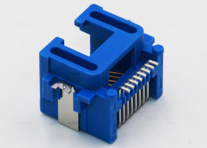 Blue Color RJ45 PCB Mount Socket Half Shielded 1.27mm Terminal Pitch ...