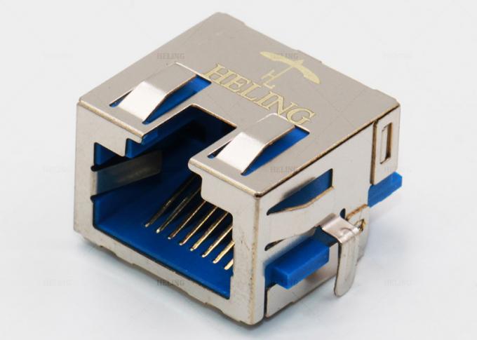 EMI Gasket Right Angle RJ45 Connector , PCB 8P8C Right Angle RJ45 Coupler