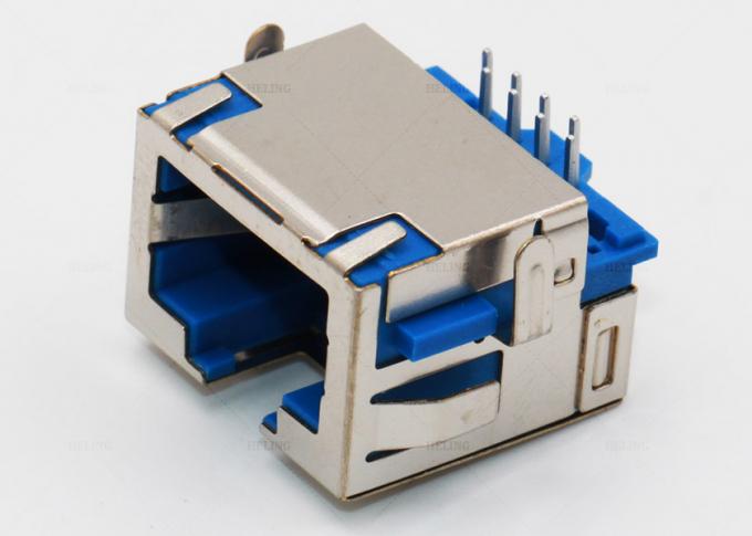 EMI Gasket Right Angle RJ45 Connector , PCB 8P8C Right Angle RJ45 Coupler