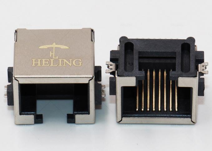 Brass Shielded SMT Low Profile RJ45 , Tab Down 8P8C Ethernet Connector RJ45