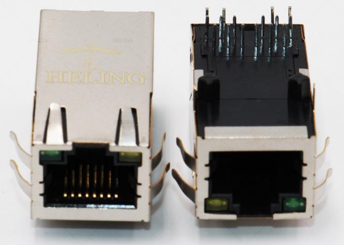 1 x 1 Single Port 1000Base T RJ45 Connector EMI Tabs With Green ...