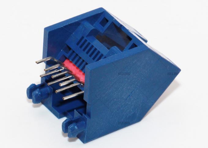 Unshielded 45 Degree RJ45 Female Connector 8P8C THT Blue Color For ...