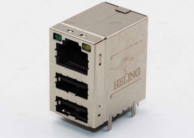 Dual USB Ports + RJ45 Lan Jack Combo Stacked 3 x 1 Ports For Internet ...