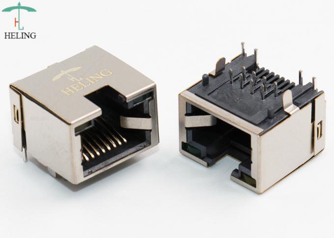 Single Port 8p8c Low Profile RJ45 Jack Latch Tab Up THT R / A 90 Degree