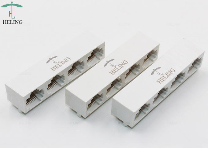 ABS Resin Housing THT Rj45 Multiple Port Connectors MJ5688L-W014-BRN1