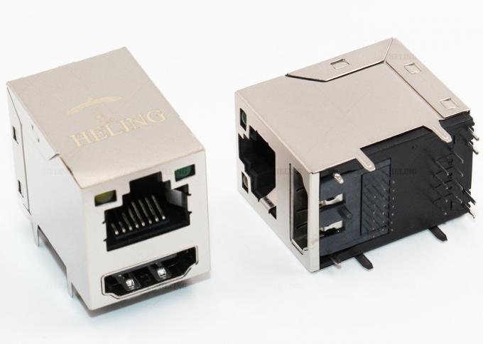 RoHS Compliant Right Angle RJ45 Female Connector Tab Up