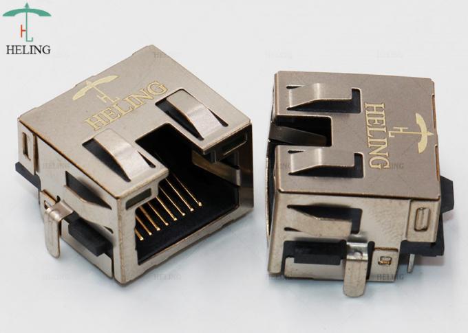 Tab Up Shielded Overhangs RJ45 Board Mount Through Hole PCB Mounting